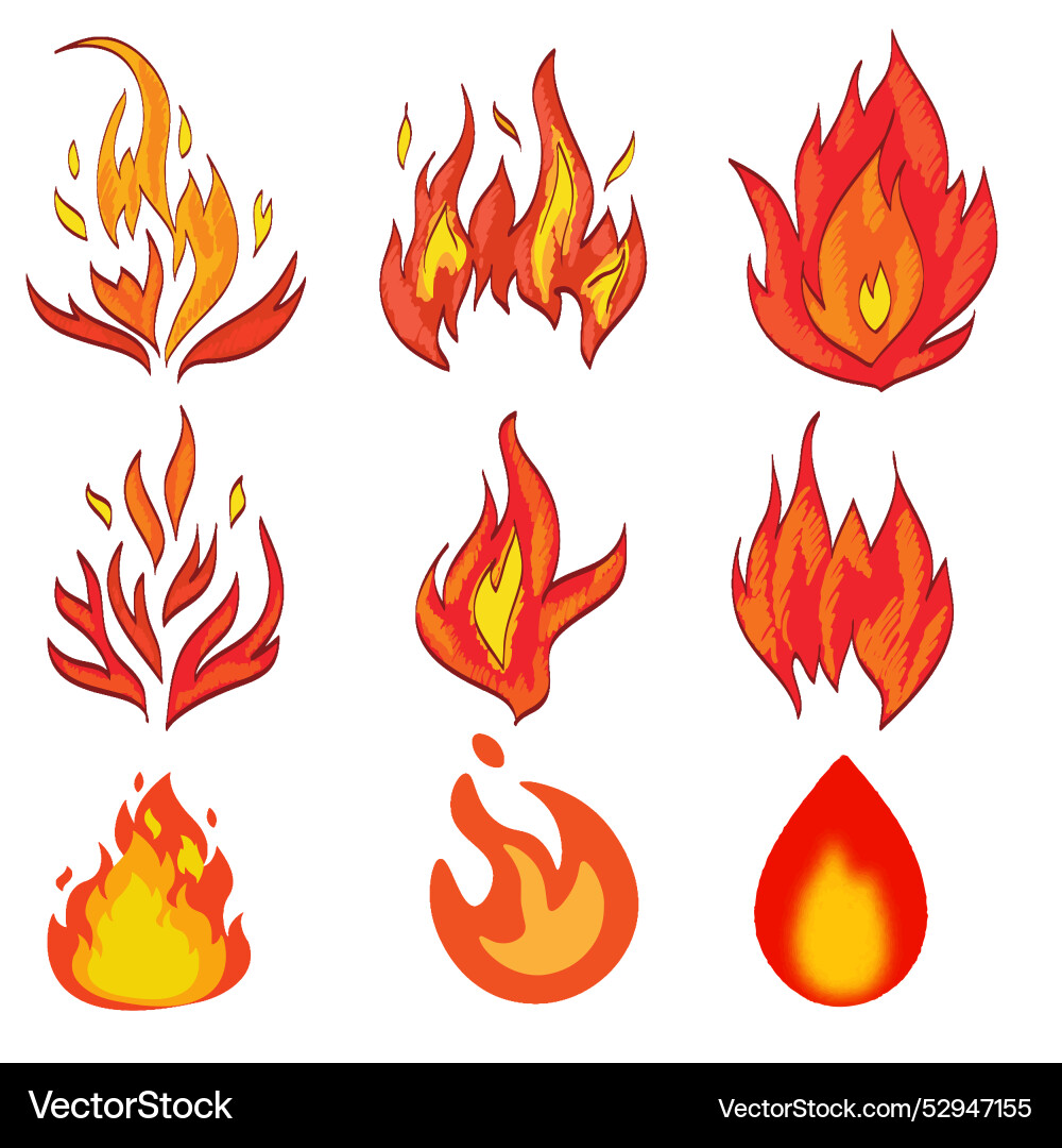 Flame icons set Royalty Free Vector Image - VectorStock