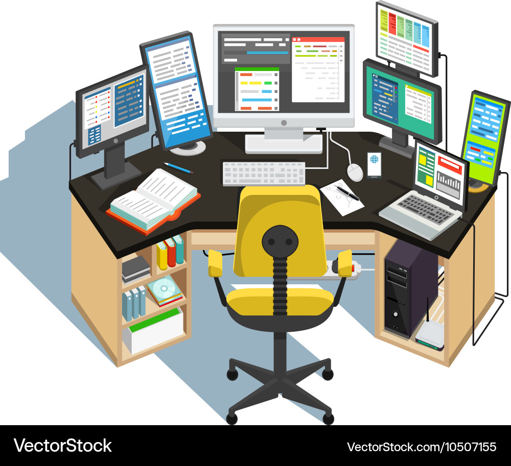 Programmer workplace Royalty Free Vector Image
