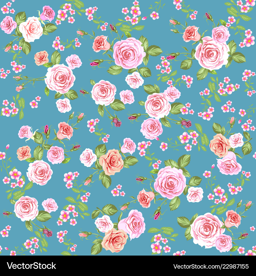 Roses seamless pattern wallpaper Royalty Free Vector Image