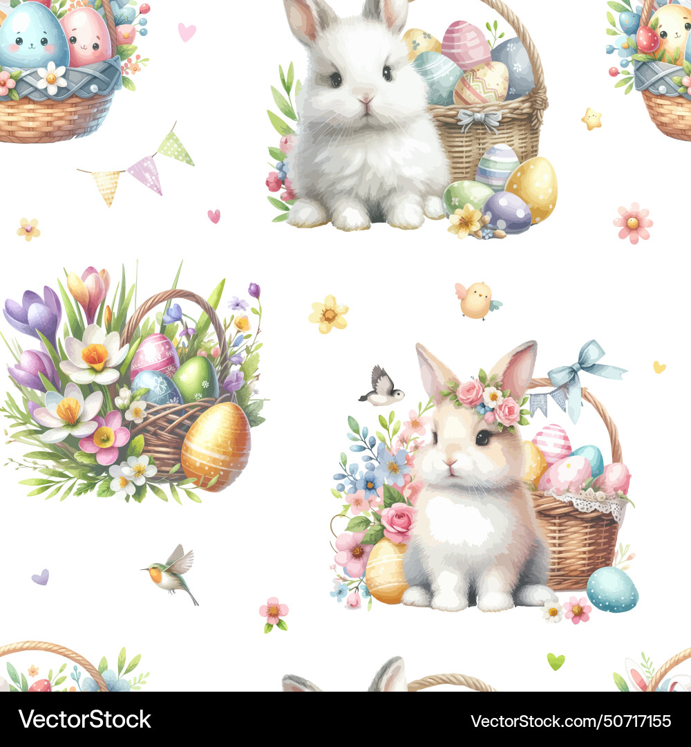 Seamless watercolor pattern of cute easter Vector Image
