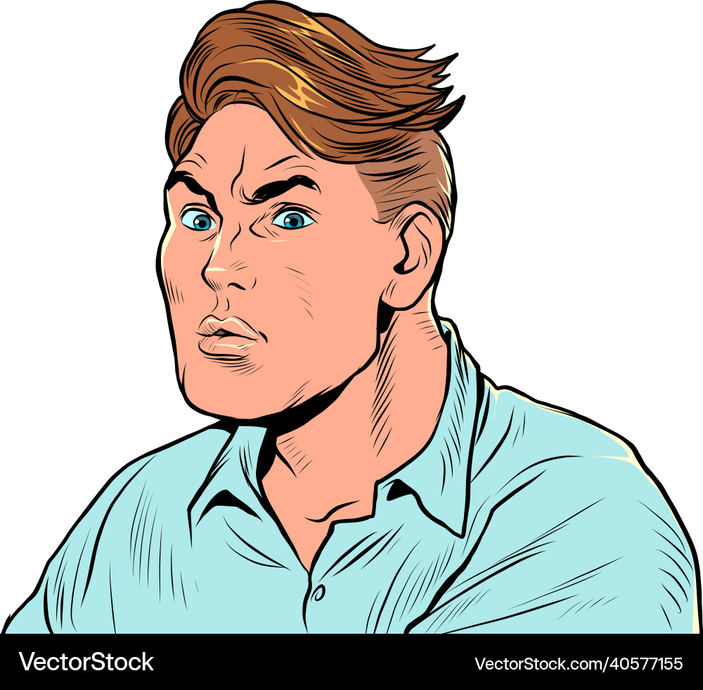 Serious concerned man portrait face head Vector Image