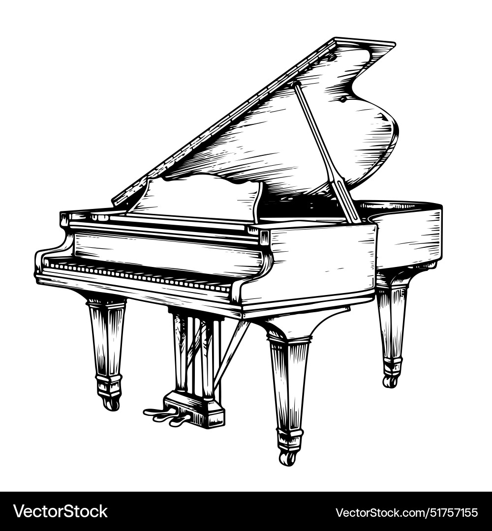 Vintage old grand piano Royalty Free Vector Image