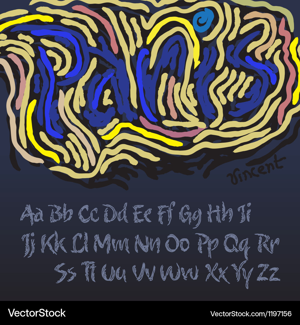 Alphabet in style of the artist vincent van gogh Vector Image