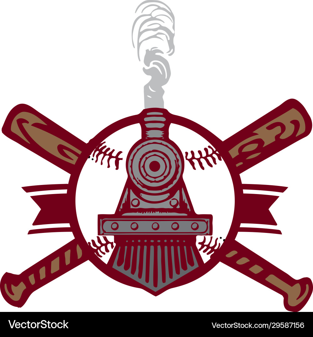 Baseball train emblem logo Royalty Free Vector Image
