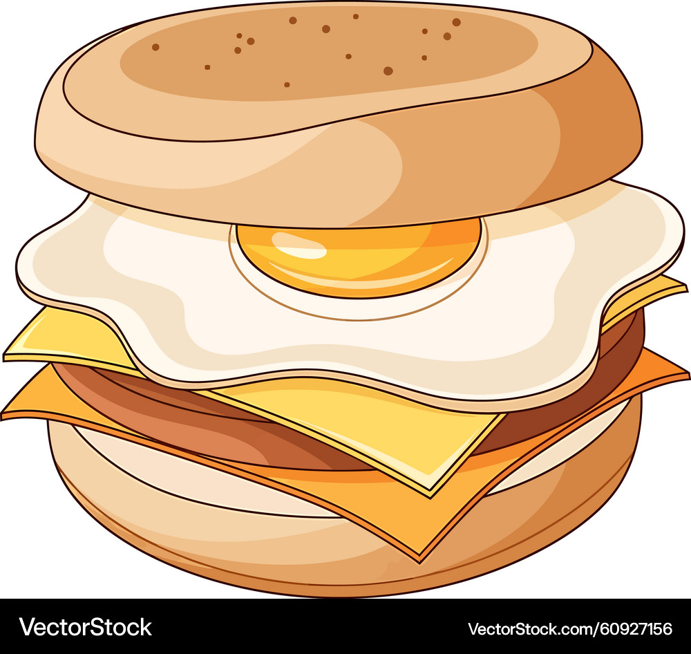 Cartoon Breakfast Sandwich with Fried Egg – Royalty-Free Vector ...