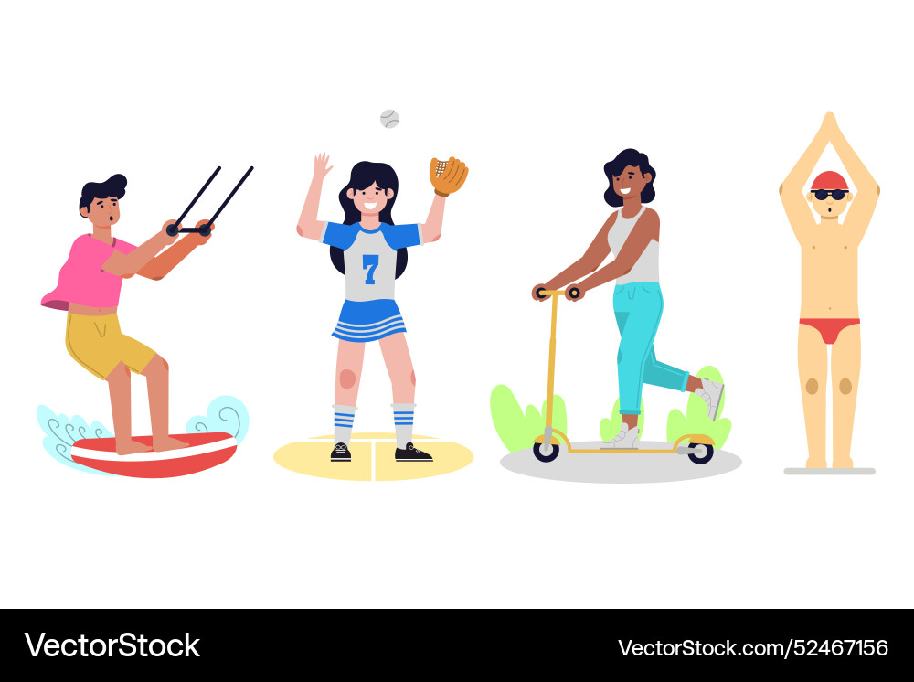 Flat design summer sports collection Royalty Free Vector