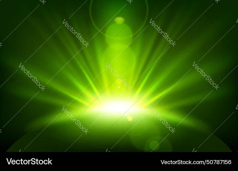 Green rays with lens flare Royalty Free Vector Image
