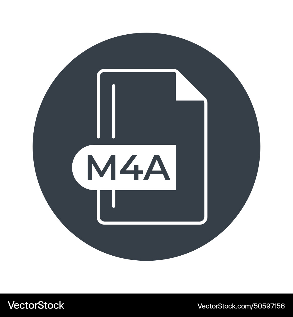 M4a file format icon extension filled Royalty Free Vector