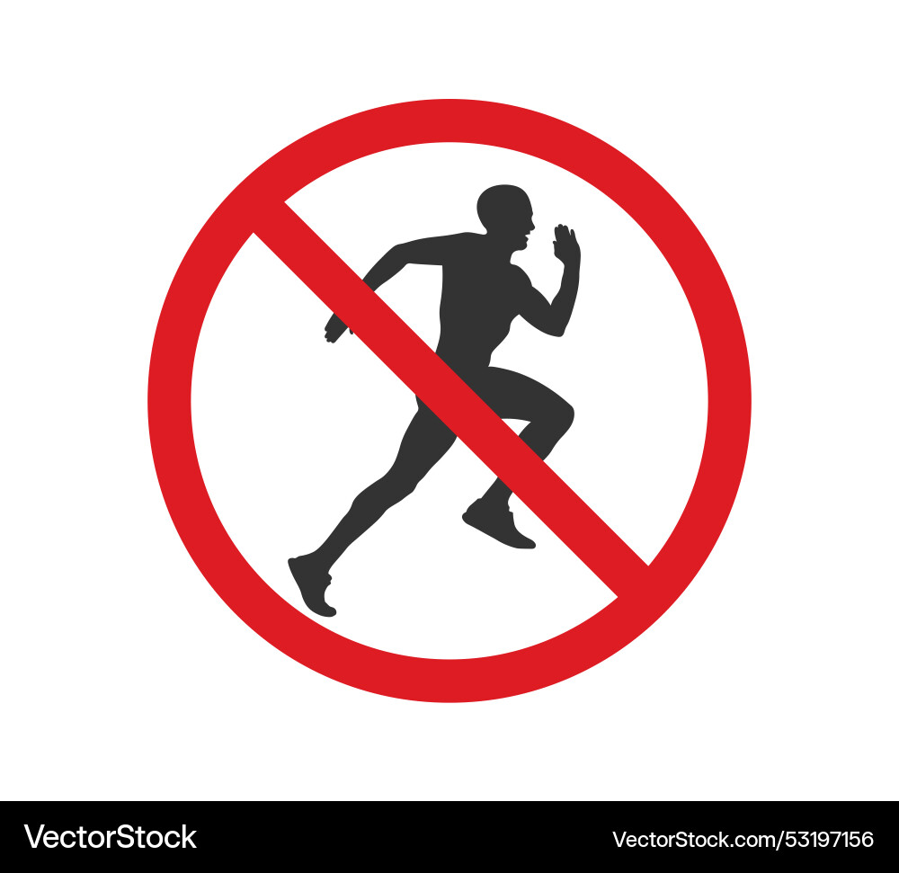 No running icon symbol stop sign Royalty Free Vector Image