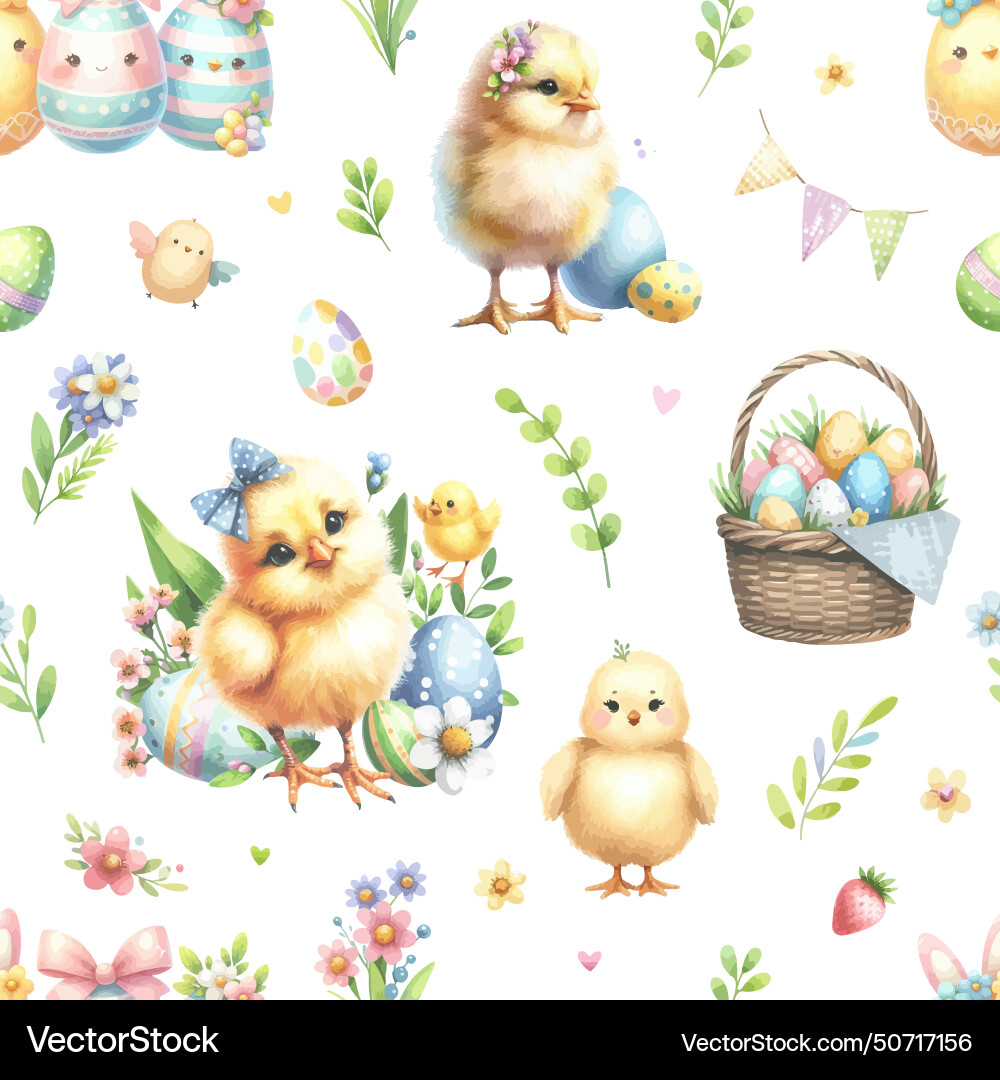 Seamless watercolor pattern of cute easter Vector Image