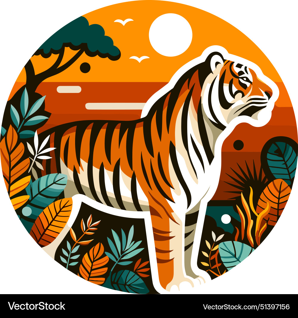 Tiger logo head standing Royalty Free Vector Image