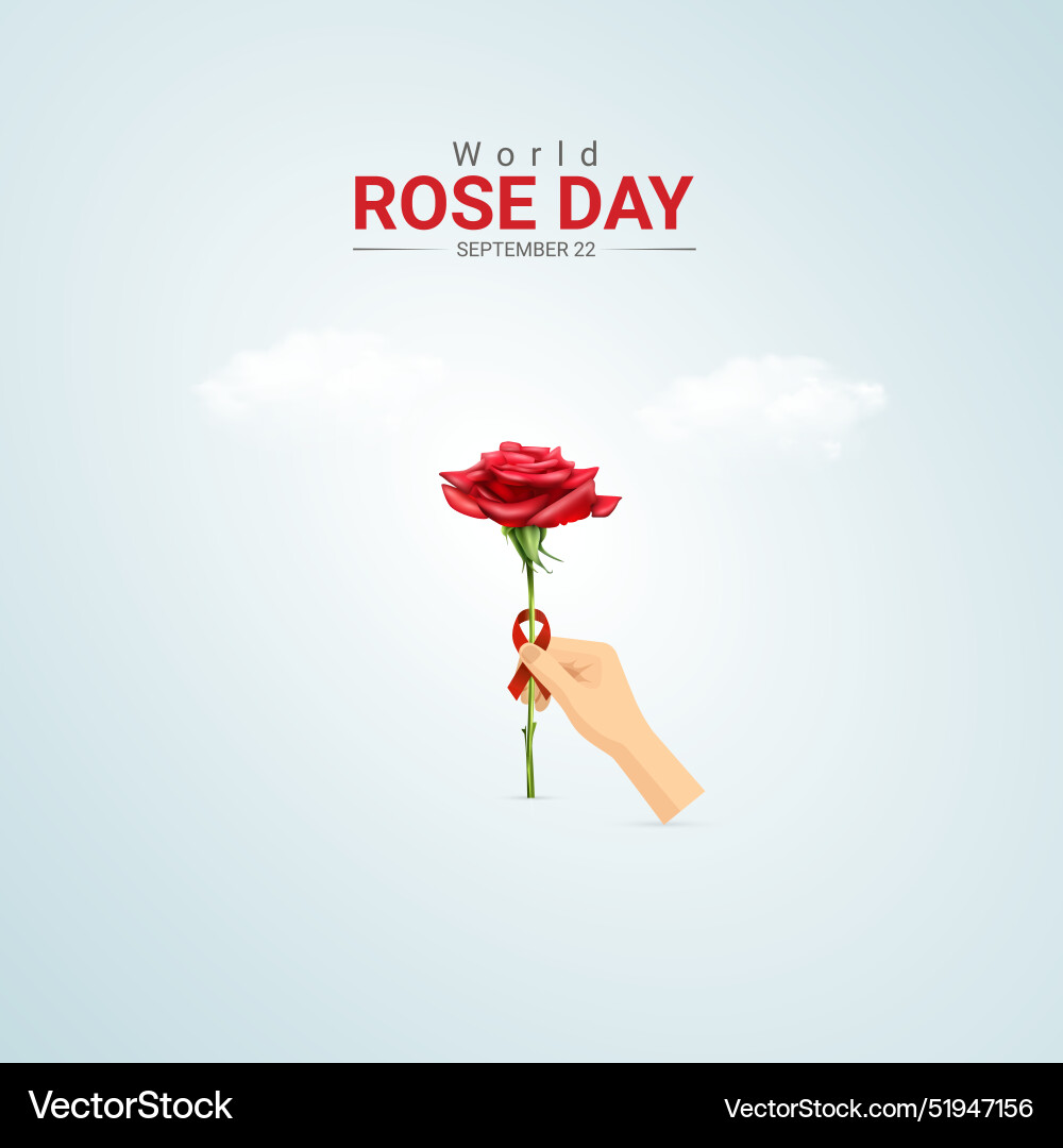 World rose day creative ads design rose ribbon Vector Image