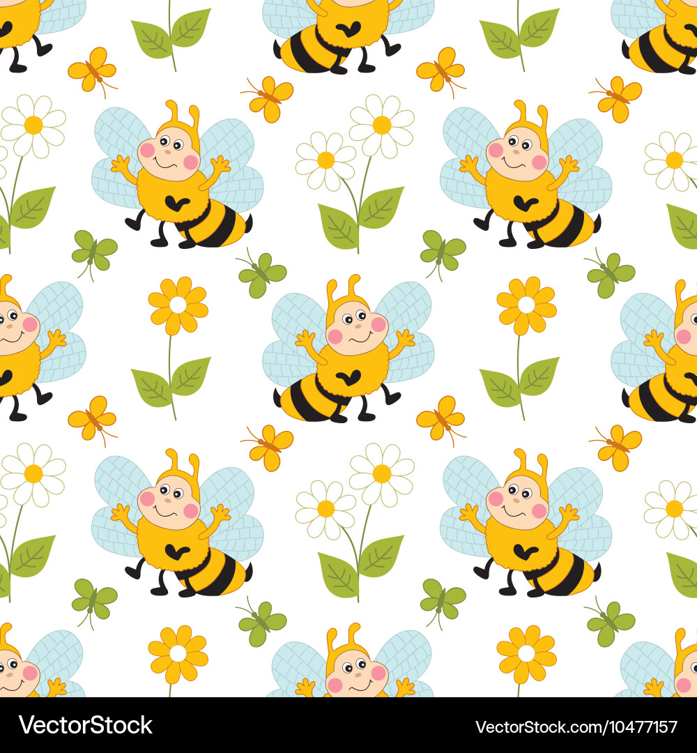 Bee seamless pattern Royalty Free Vector Image