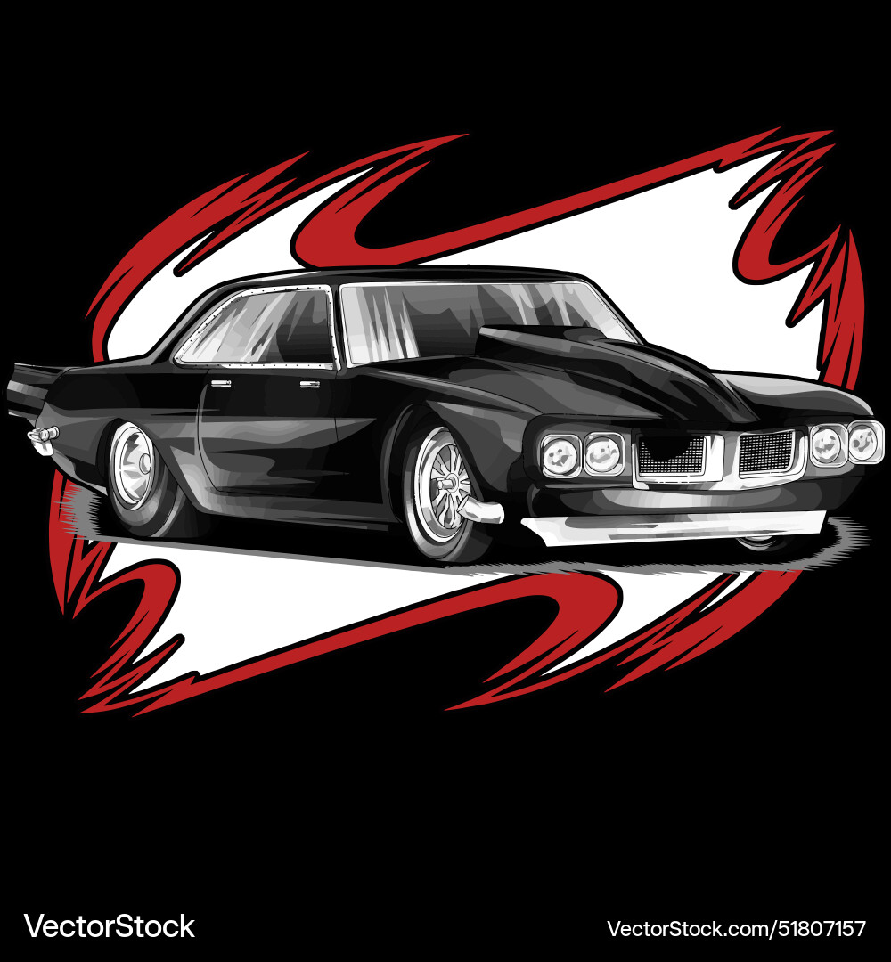 Black drag racing car with white strip Royalty Free Vector