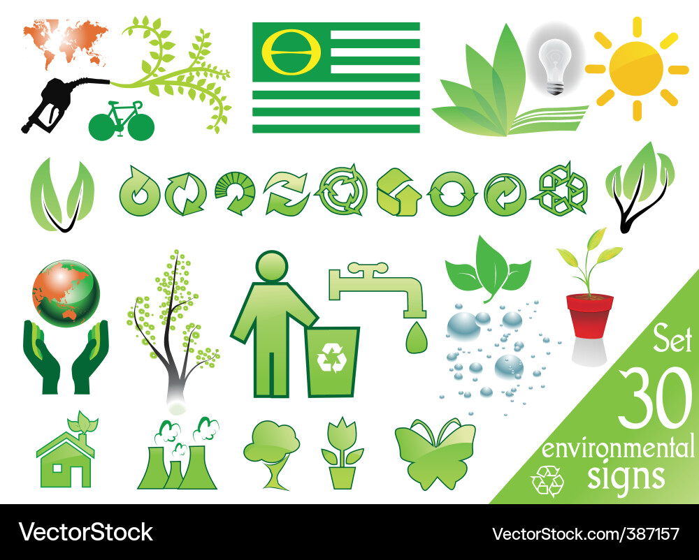Environmental signs Royalty Free Vector Image - VectorStock