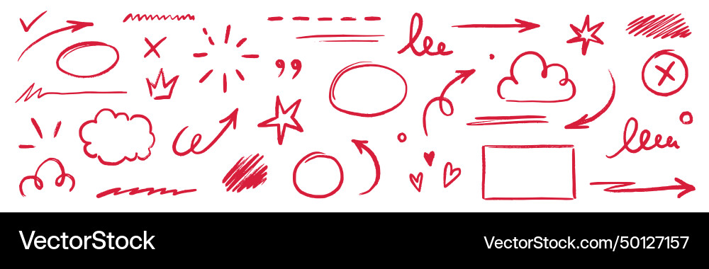 Line text highlight red hand drawn pen brush Vector Image