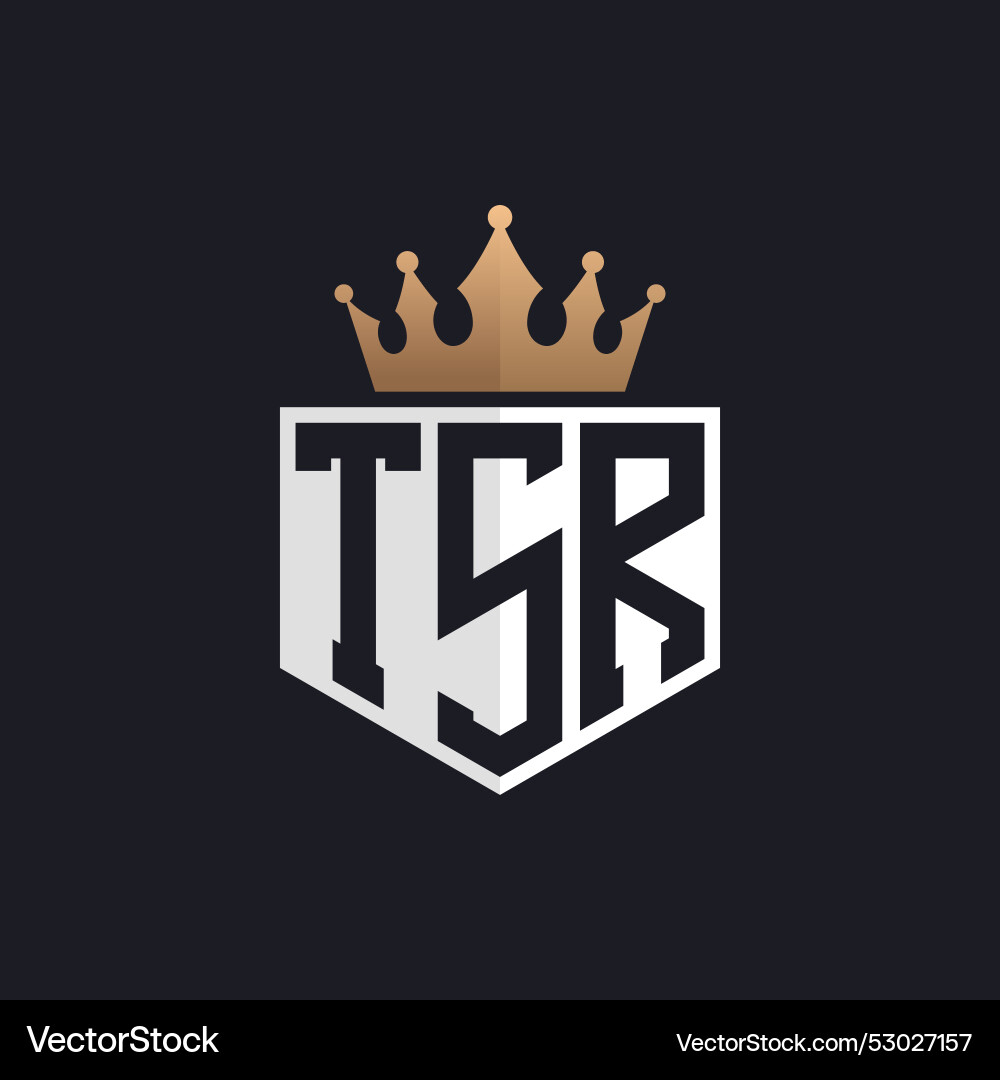 Luxury tsr logo with crown elegant initials Vector Image