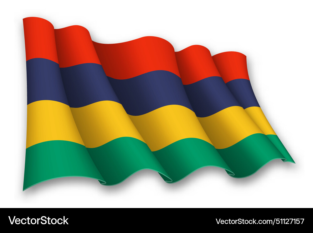 Realistic waving flag of mauritius Royalty Free Vector Image