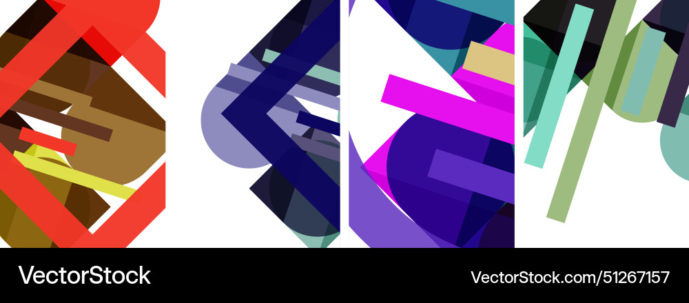 Square and round shape geometric poster set for Vector Image