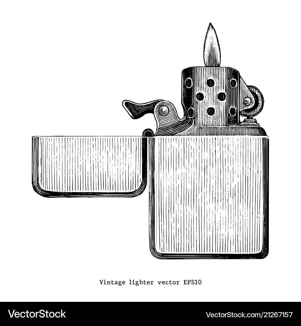 Vintage lighter hand drawing clip art isolated Vector Image