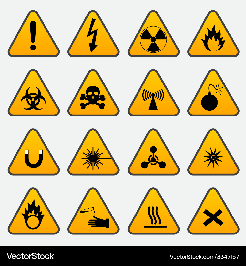 Warning Hazard Triangle Signs Royalty Free Vector Image