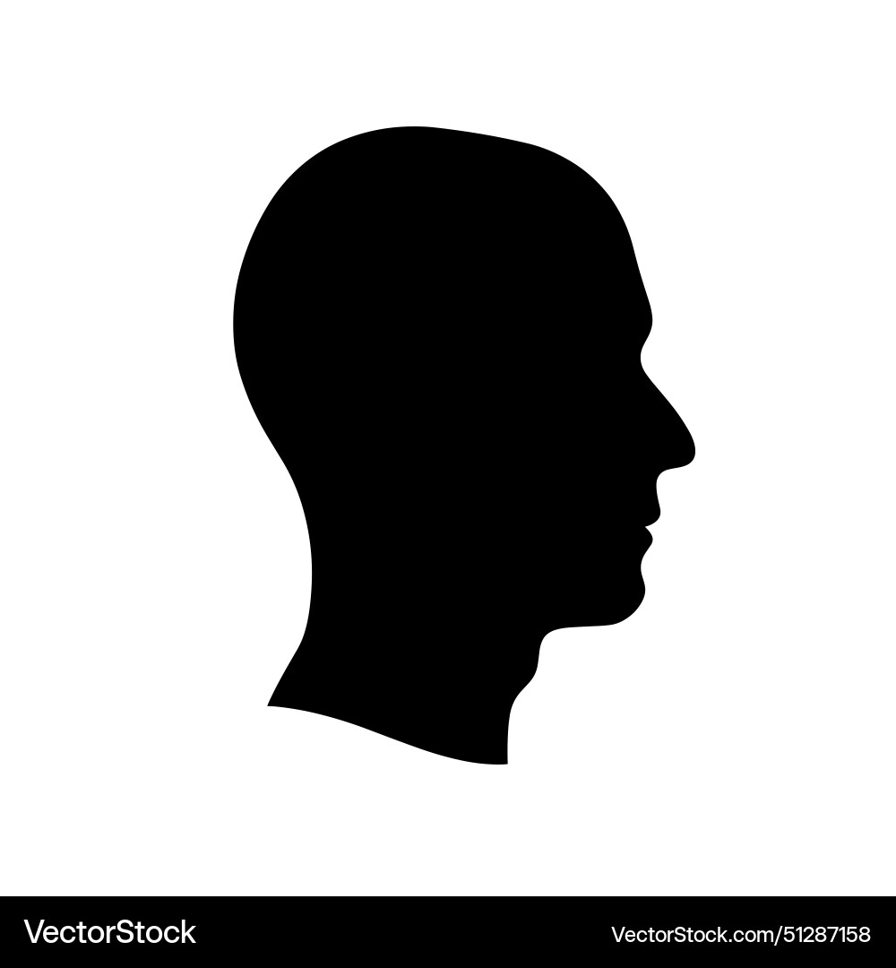 Bald man profile silhouette in simple style Vector Image