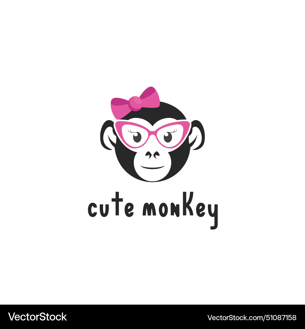 Cute monkey logo design Royalty Free Vector Image
