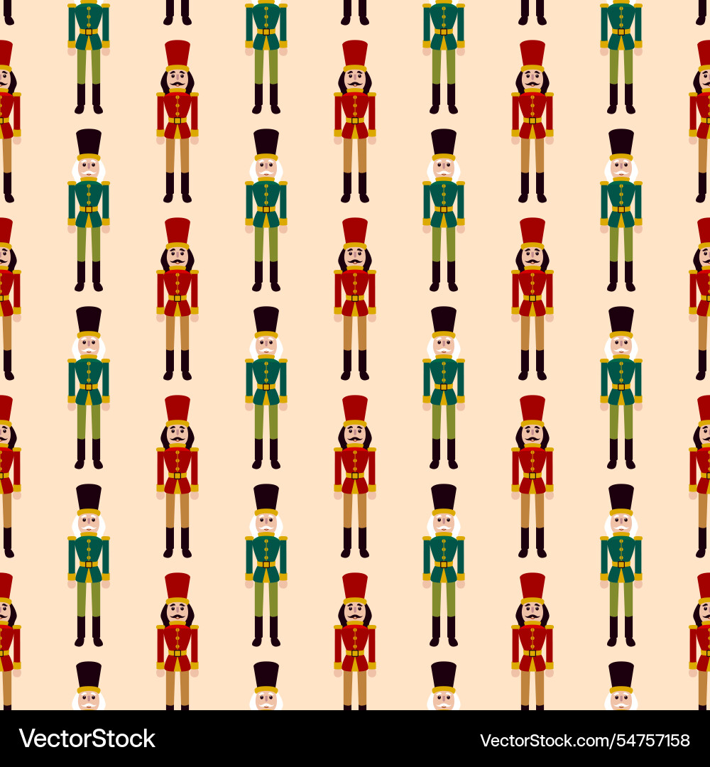 Green red nutcracker seamless pattern Royalty Free Vector