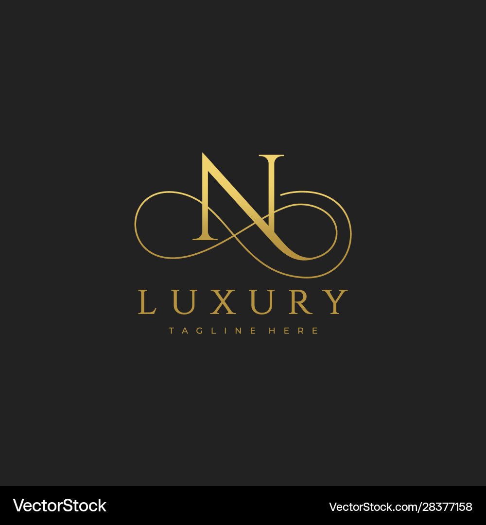 N luxury letter logo design Royalty Free Vector Image