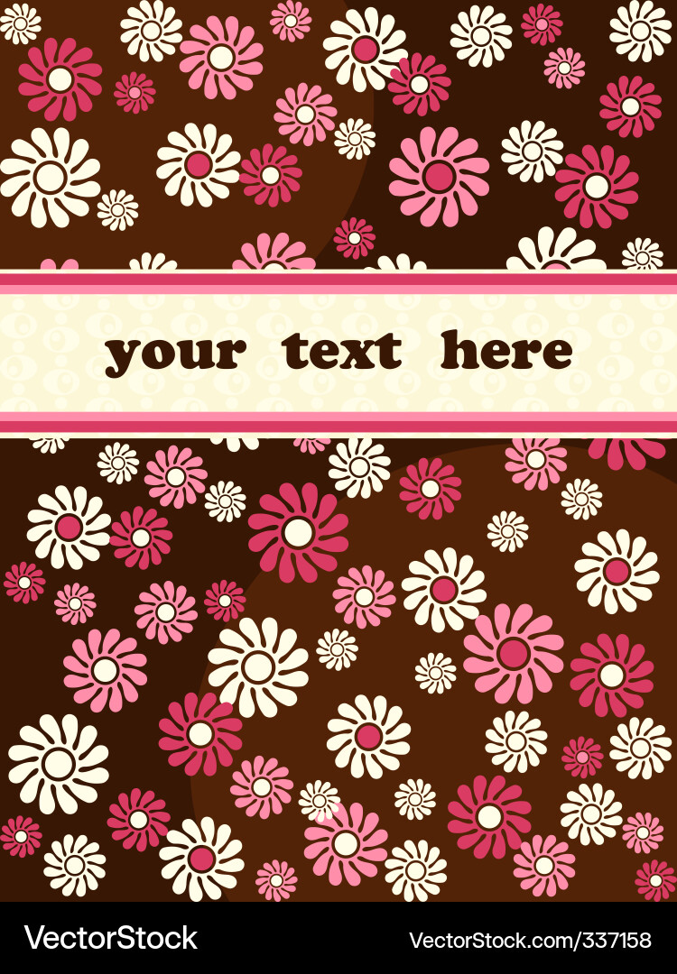 Retro banner with pink flowers Royalty Free Vector Image