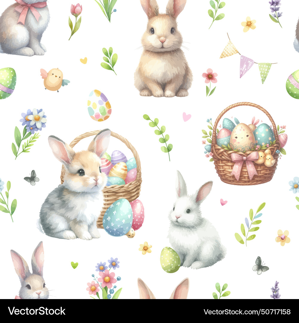 Seamless watercolor pattern of cute easter Vector Image