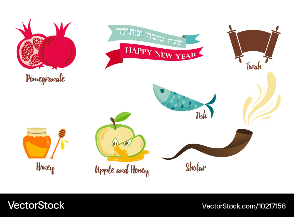 Jewish Icon Rosh Hashana Card Jewish New Year. Greeting Text Shana