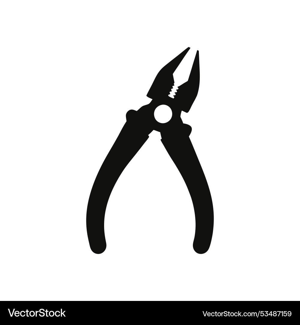 Black color pliers silhouette Royalty Free Vector Image