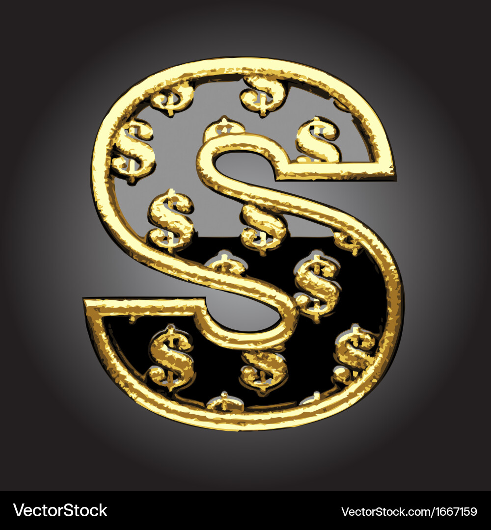Black letter with dollars Royalty Free Vector Image
