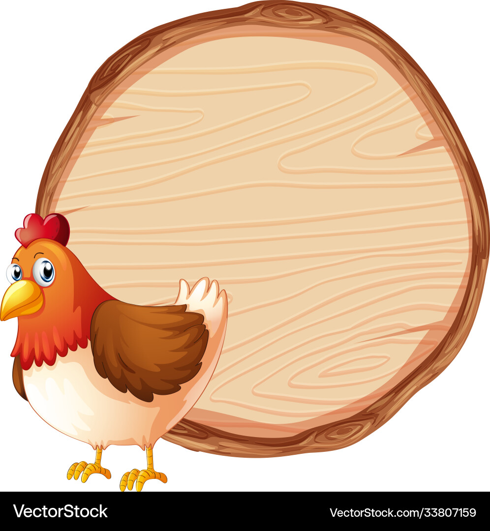 Blank sign template with cute chicken on white Vector Image