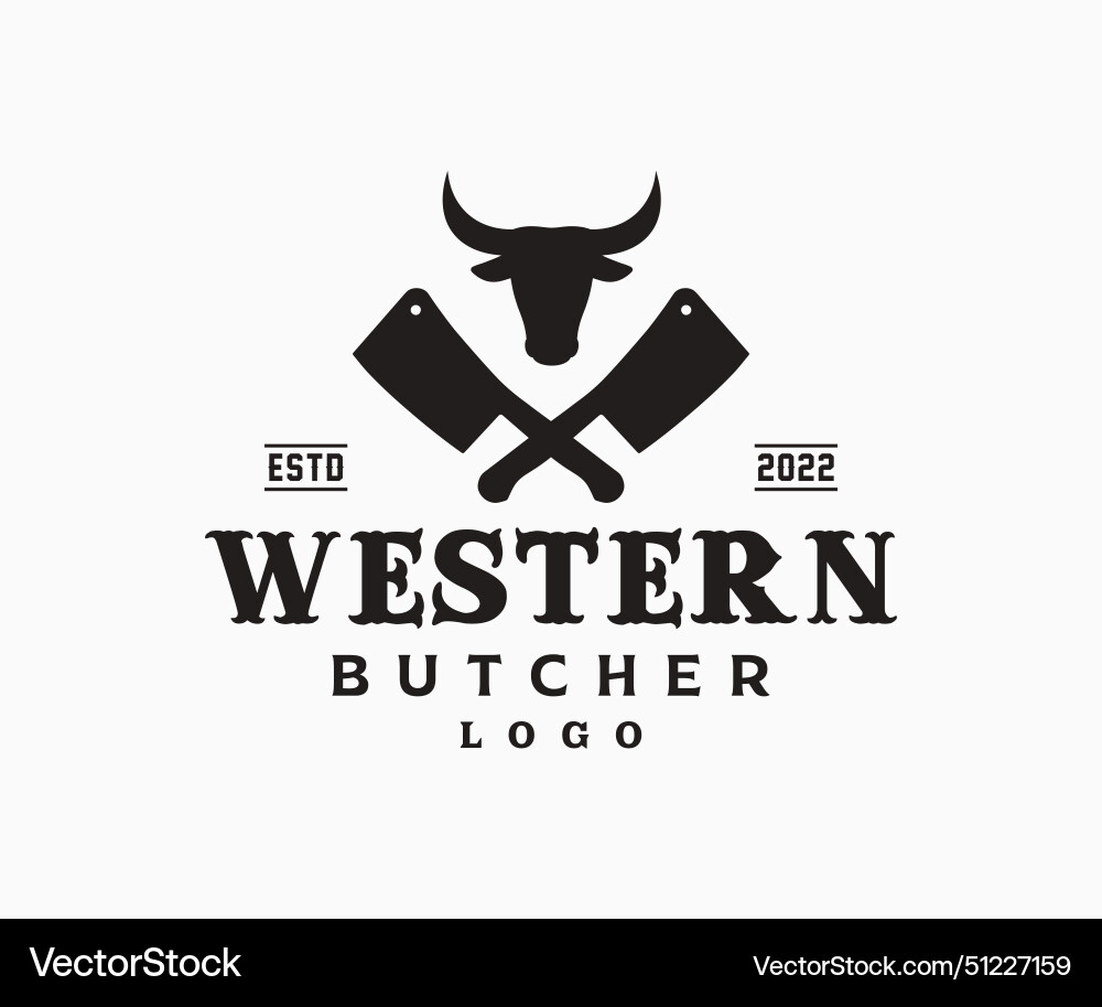 Butcher meat shop logo or design Royalty Free Vector Image