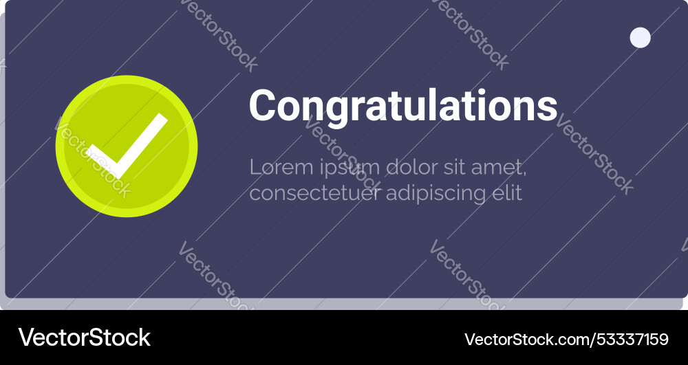 Congratulations banner showing success with check Vector Image