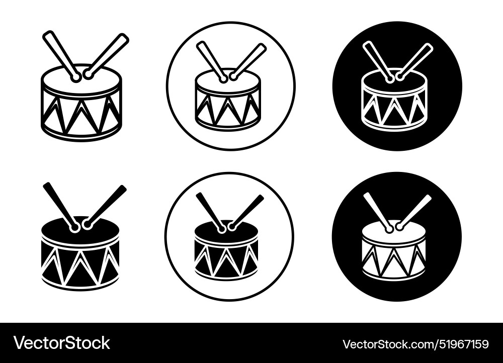 Drums symbol icon sign collection in white Vector Image