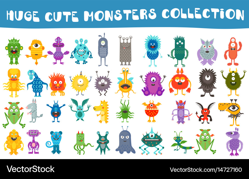 Adorable Monster Collection Royalty Free Vector Image