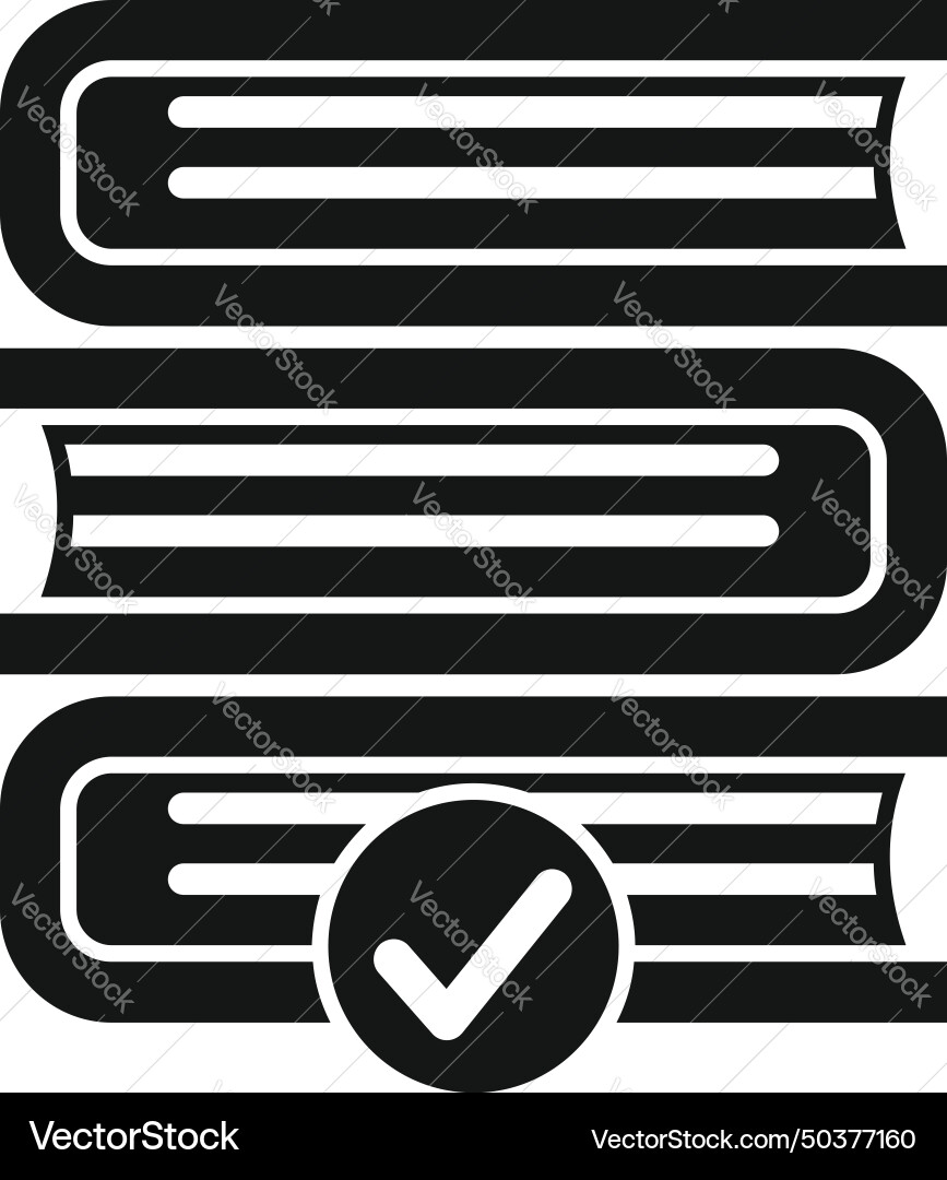 Approved book stack icon simple online Royalty Free Vector