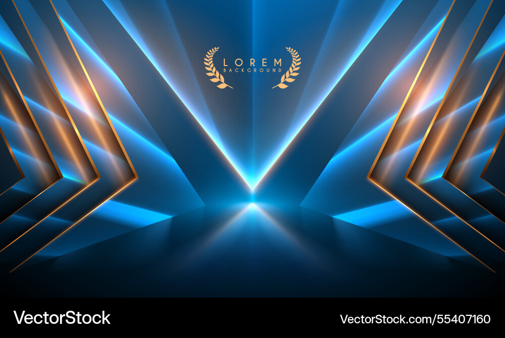 Blue and gold shapes background Royalty Free Vector Image