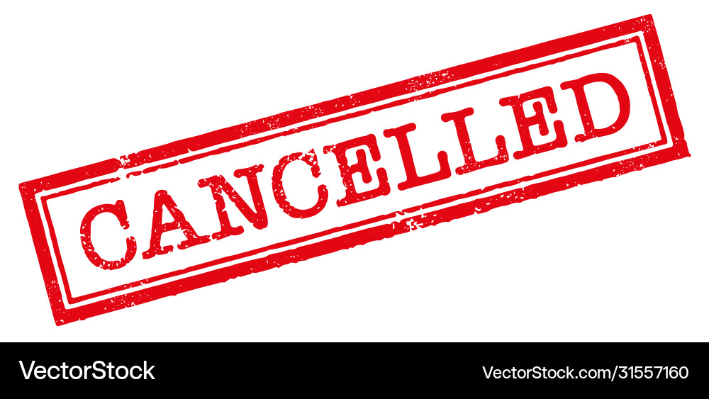 Cancelled red stamp on white background Royalty Free Vector