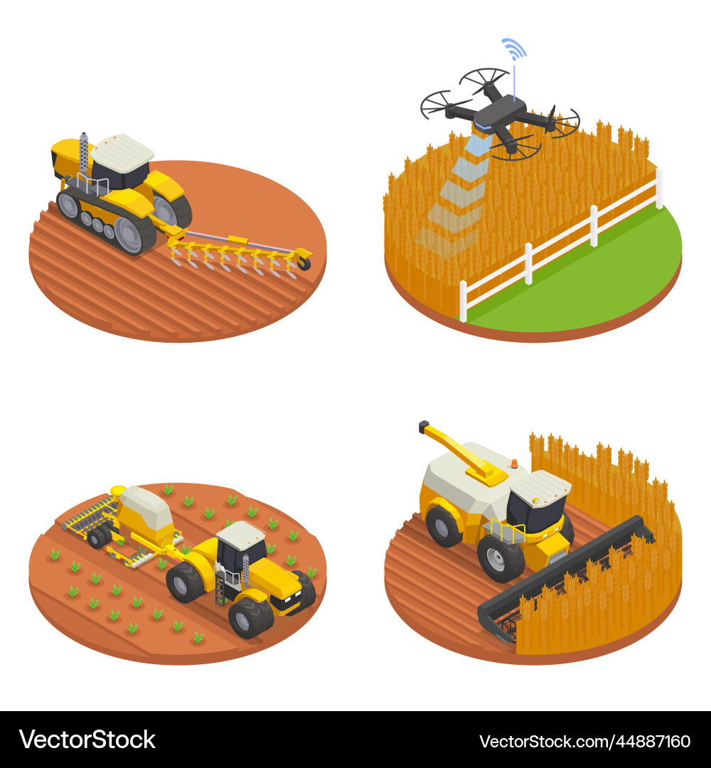 Modern agricultural machinery set Royalty Free Vector Image