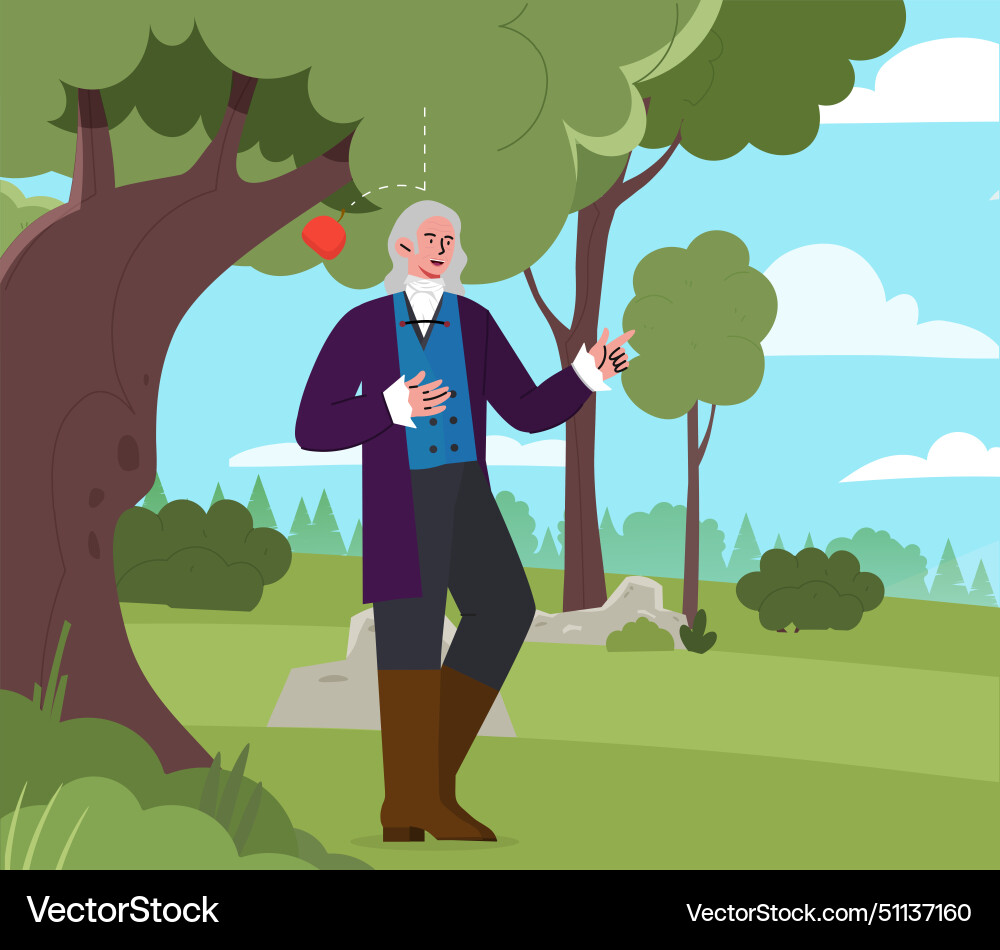 Newton with apple Royalty Free Vector Image - VectorStock