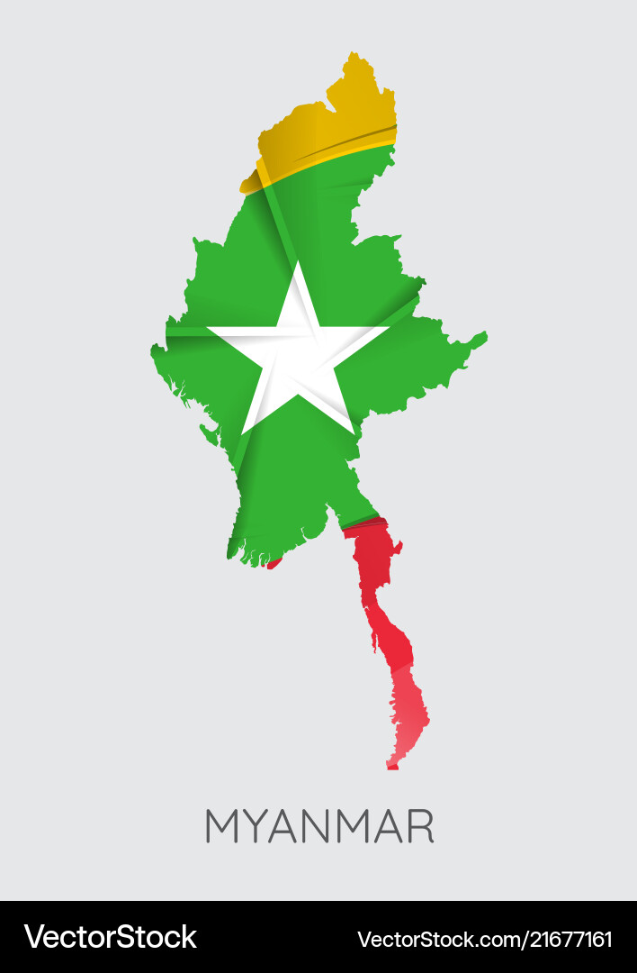 Myanmar Map with Flag Royalty Free Vector Image