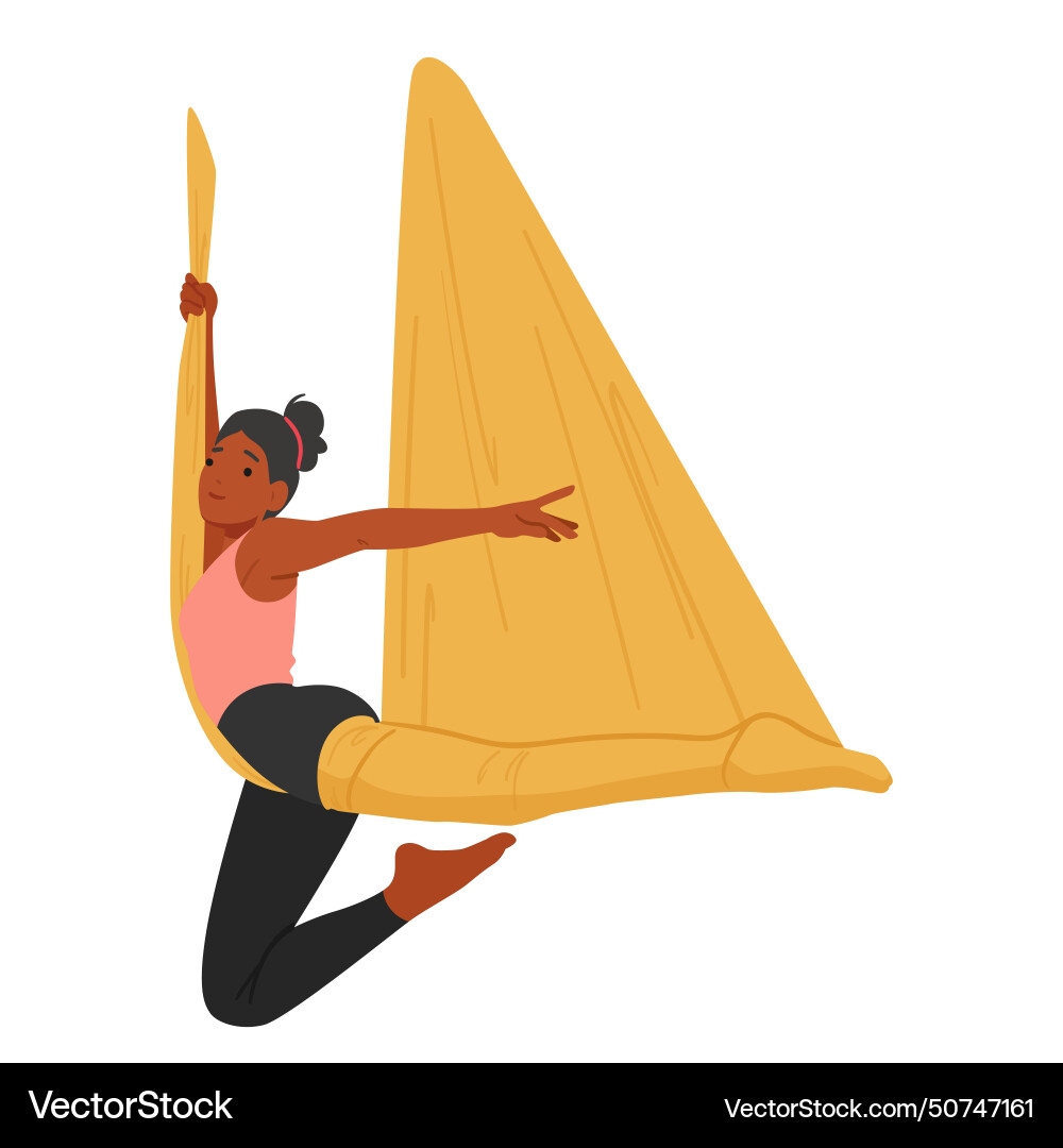 Poised woman character gracefully performs aerial Vector Image