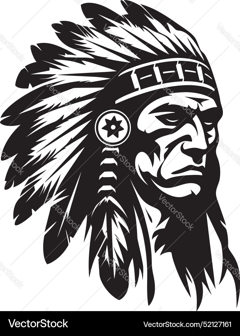 Thunder warrior apache face design shadow Vector Image