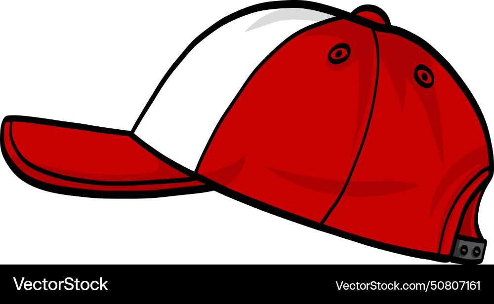 Trucker hat snapback red white cap doodle drawing Vector Image