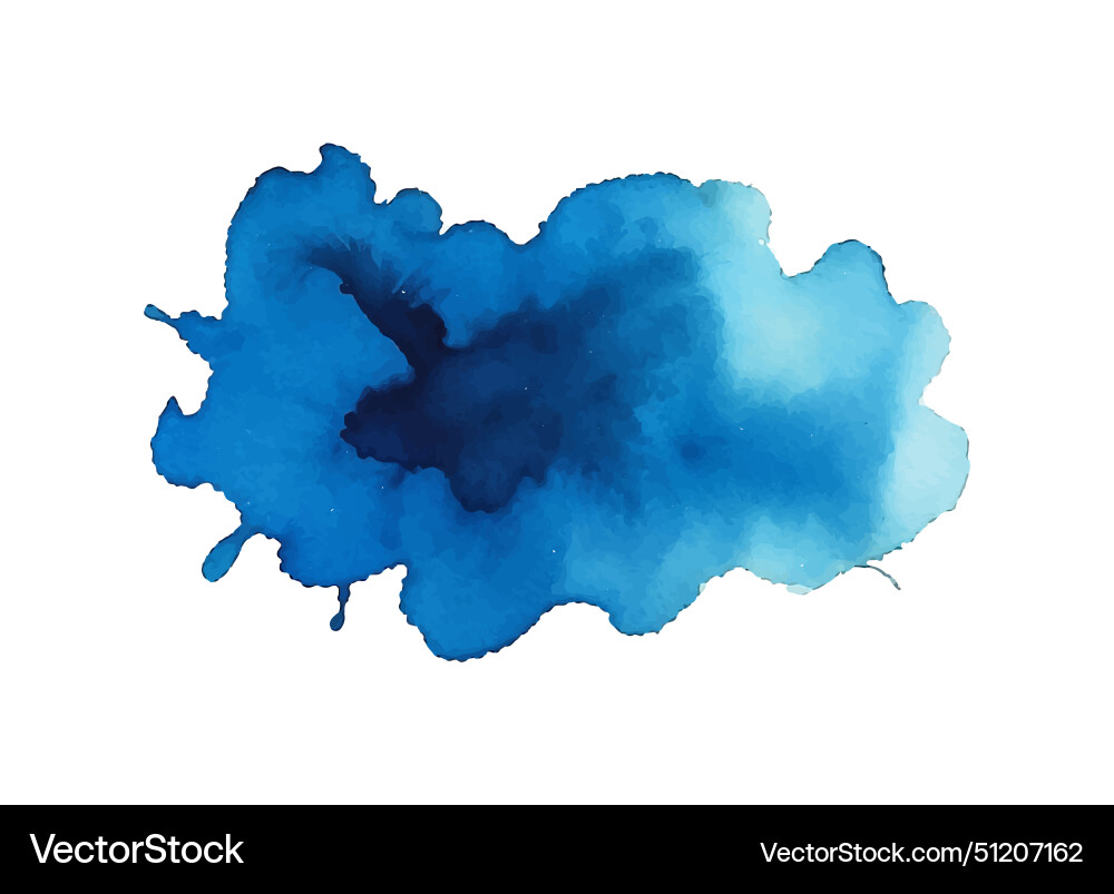 Blue ink watercolor splash paint blob Royalty Free Vector