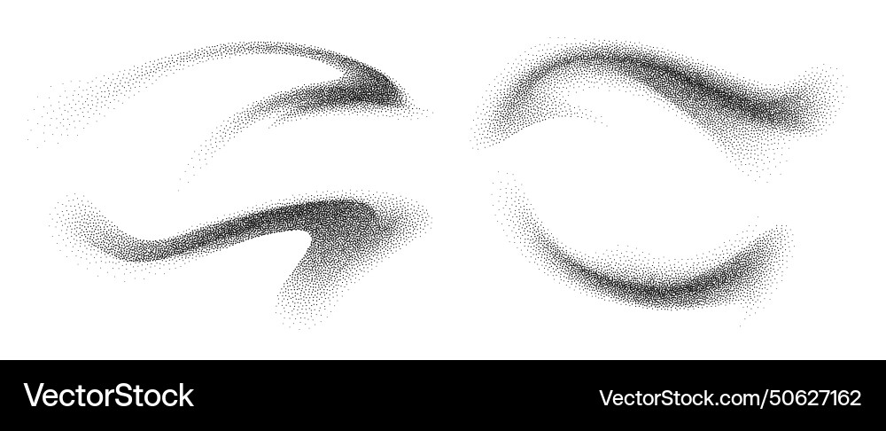 Dotwork abstract shapes black grain texture Vector Image